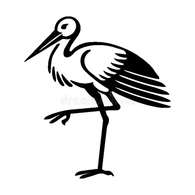 White Stork Vector Icon Logo Design. Stock Vector - Illustration of ...