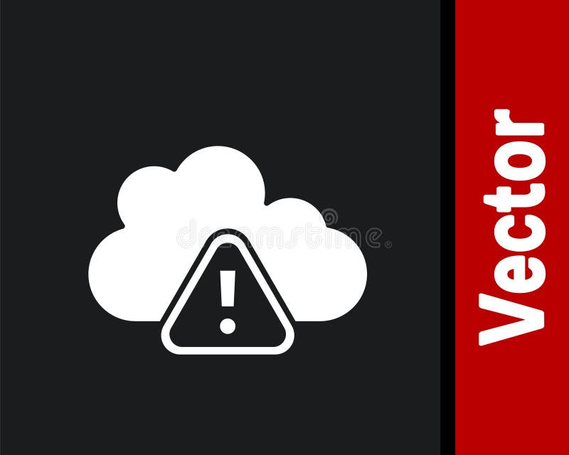 White Storm Warning Icon Isolated on Black Background. Exclamation Mark ...