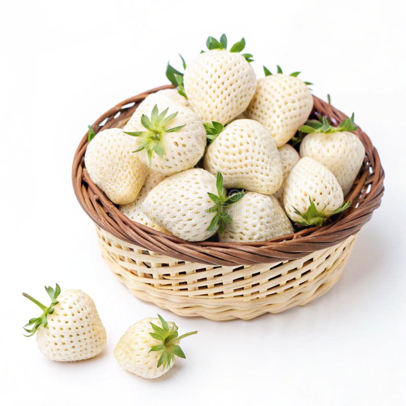White Strawberries Basket Isolated on Transparent Background Stock Illustration - Illustration ...