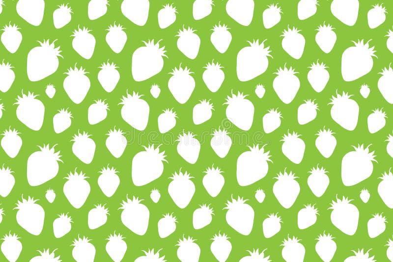 White Strawberry Shape. Fruit Pattern on a Green Background Stock ...