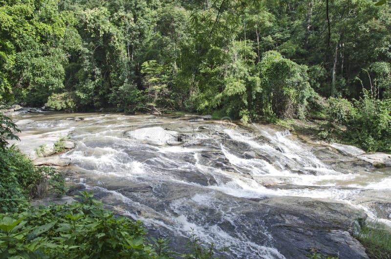 White Stream and Snow Mountains Stock Photo - Image of clouds, path ...