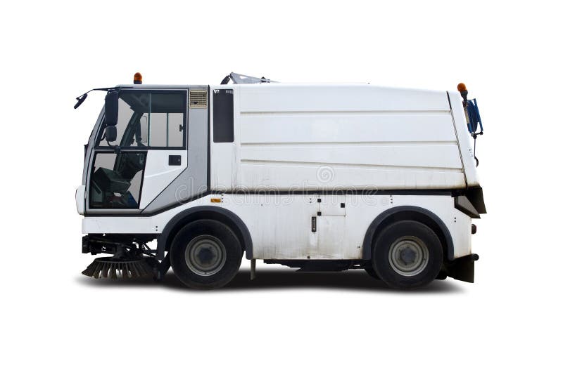 White Street Sweeper on White Stock Image - Image of small, sweeping ...