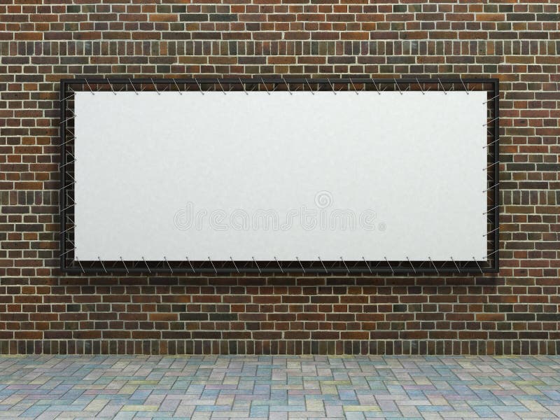 White Stretch Banner on Brick Wall Background Stock Illustration ...