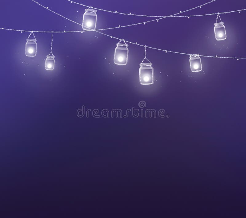 White String Christmas Lights in Black Background for Decoration and ...