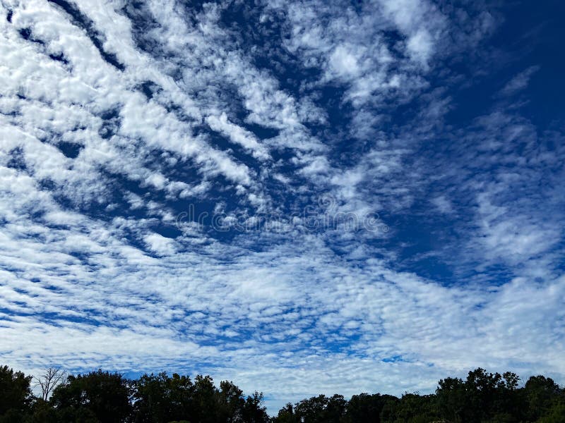 White Striped Clouds and Blue Sky Stock Photo - Image of trees, white ...