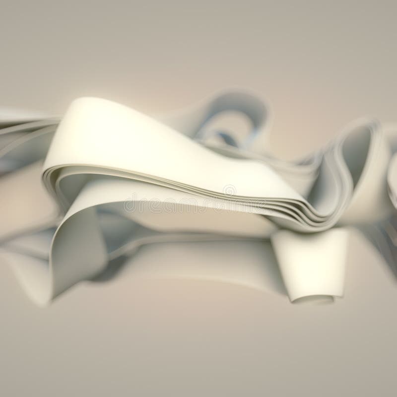 White Stripes of Fabric Wavering in the Wind. 3d Rendering Digital ...