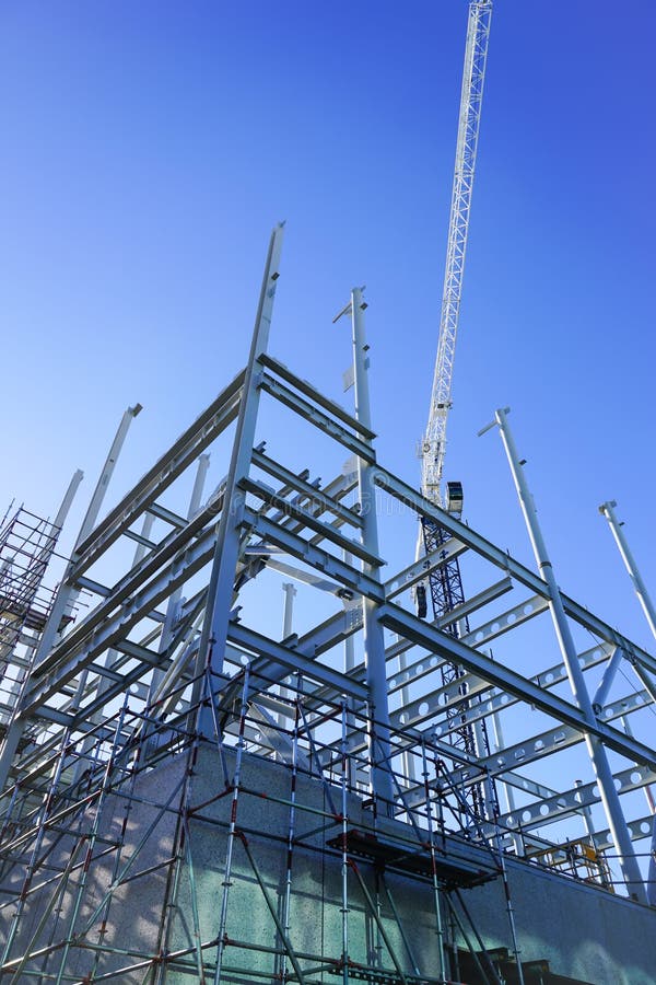 Structural Steel Framework for New Building. Stock Photo - Image of ...