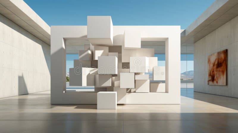 A White Structure with Many Cubes Stock Illustration - Illustration of ...