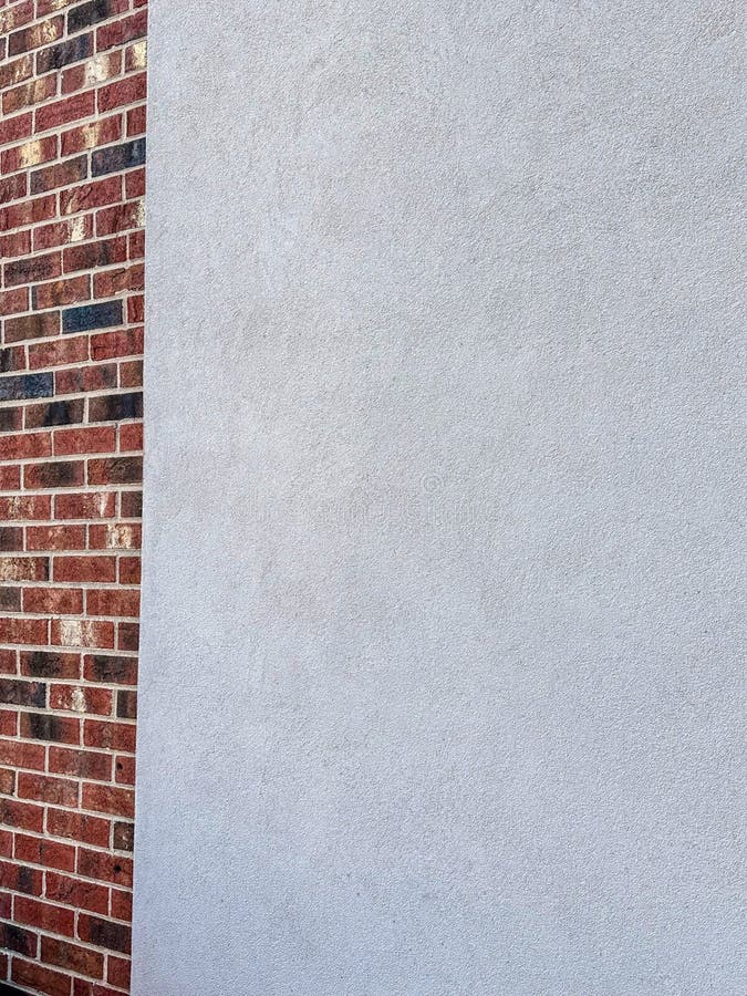 White Stucco and Colorful Red Brick Wall Background with Copy Space ...