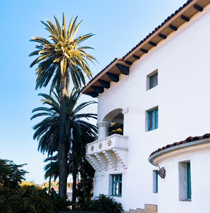 White Stucco + Palm Trees stock image. Image of tile - 234837331