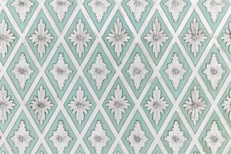 White Stucco Pattern Over Light Green Backdrop. Classic Ceiling Design ...