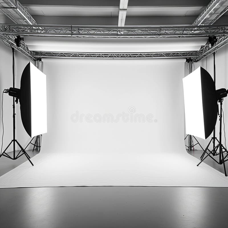 White Studio with Lighting stock illustration. Illustration of wall ...