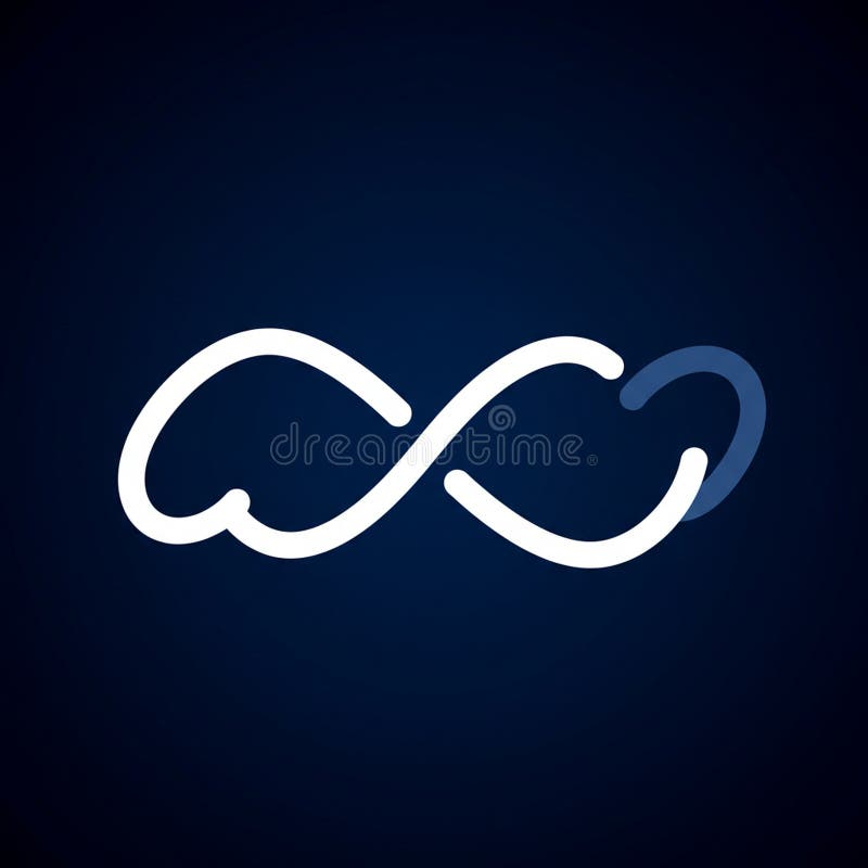 A White, Stylized Infinity Symbol on a Dark Blue Background. the Design ...