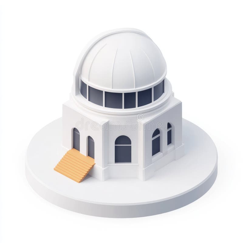 Isometric View of a White Dome Building with Steps Stock Illustration ...