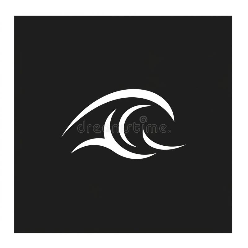 White, Stylized Wave Logo on a Black Background. the Design Features ...