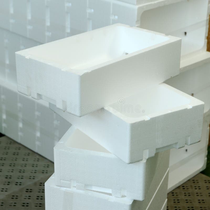 Expanded Polystyrene Boxes for Food Packaging and Transport Stock Image ...