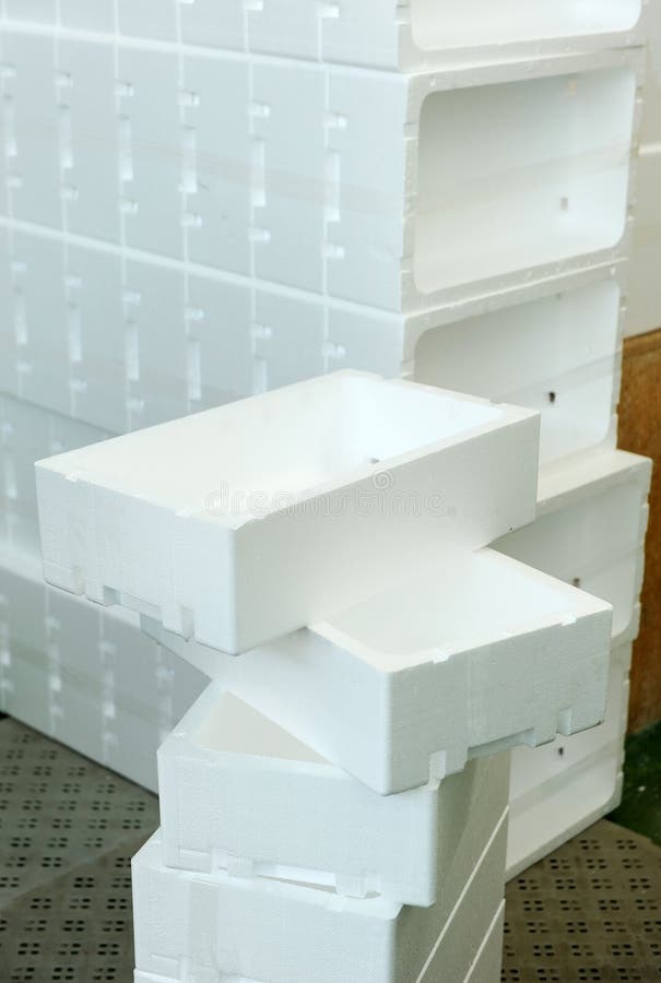 Expanded Polystyrene Boxes for Food Packaging and Transport Stock Photo ...