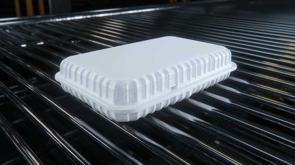 White Styrofoam Container on Metal Shelf Stock Photo - Image of takeout ...