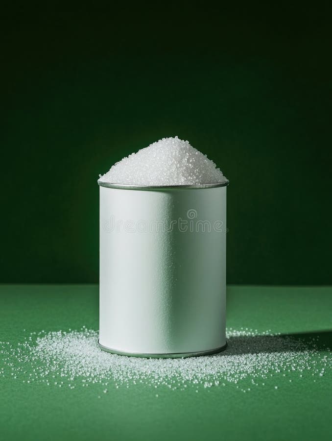 White Sugar Container on Green Background Stock Image - Image of market ...
