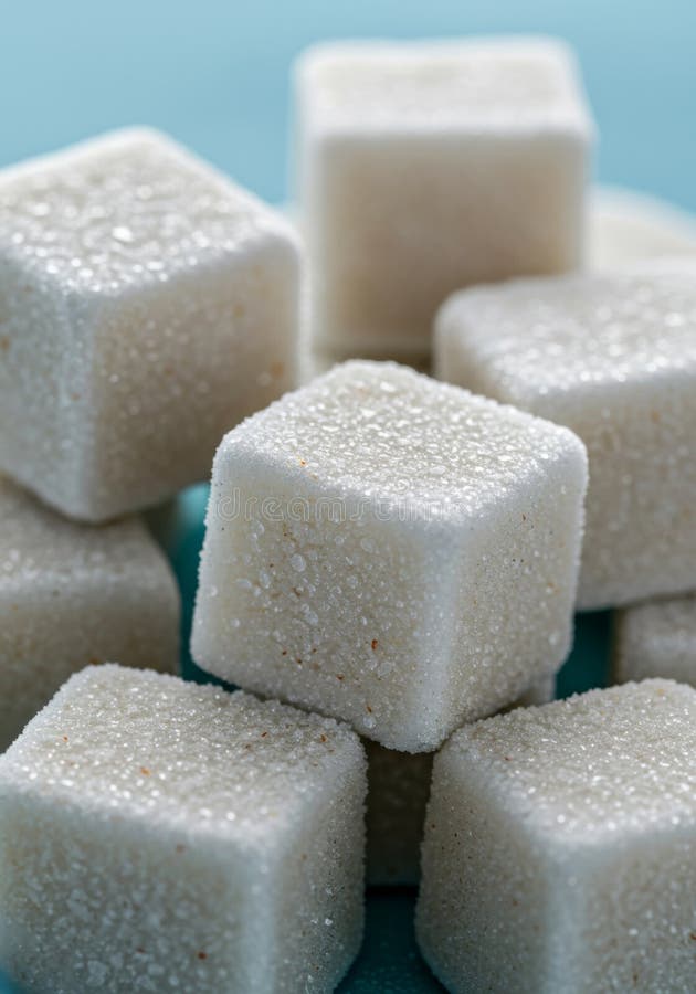 White Sugar Cubes on Blue Background Stock Illustration - Illustration ...