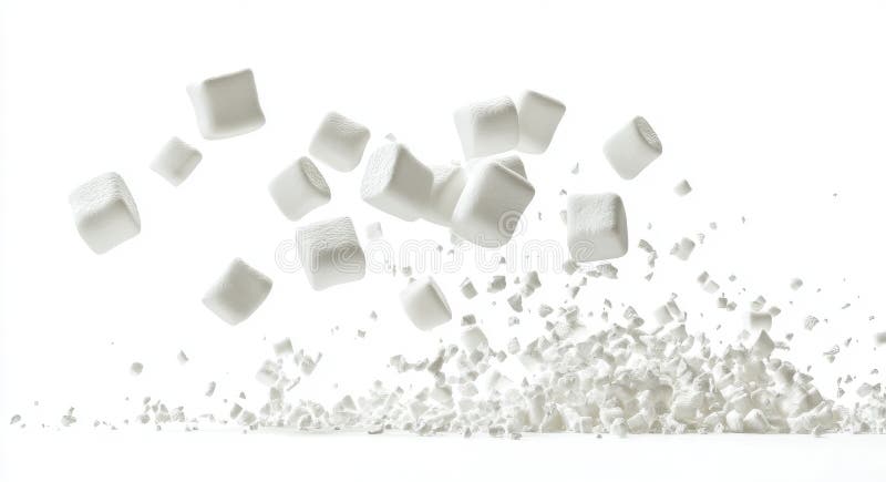 White Sugar Cubes Falling on White Background Dynamic Motion Blur Stock ...