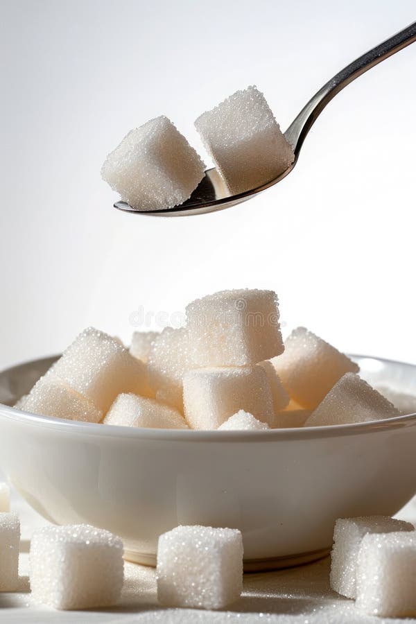 The White Sugar Cubes are Removed Vertically from a Sugar Bowl with a ...