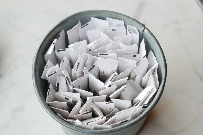 White Sugar in a Paper Packet on Table Stock Photo - Image of white ...