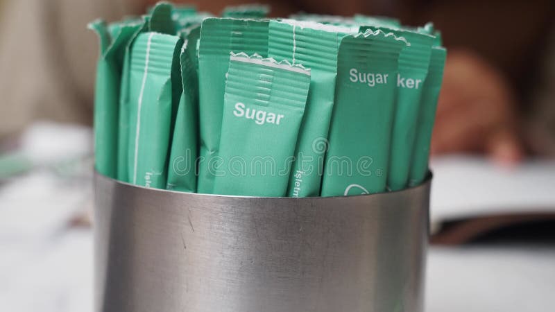 White Sugar in a Paper Packet on Table Stock Footage - Video of packet ...