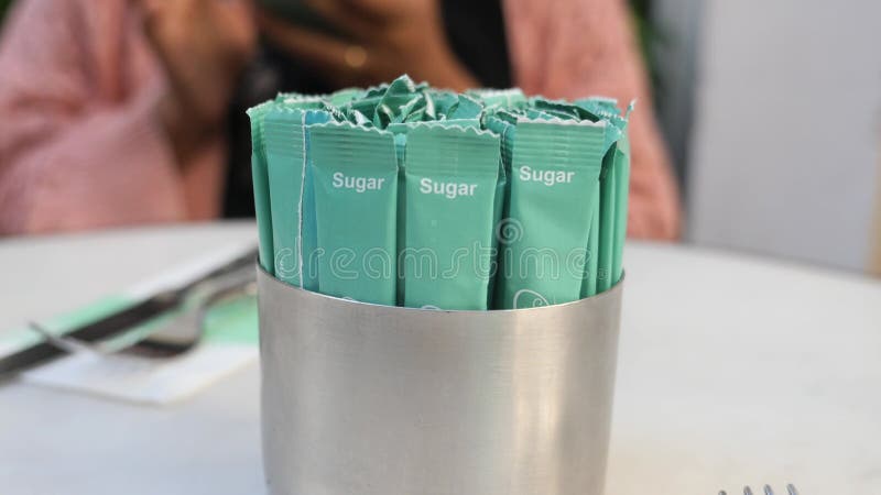 White Sugar in a Paper Packet on Table Stock Footage - Video of ...