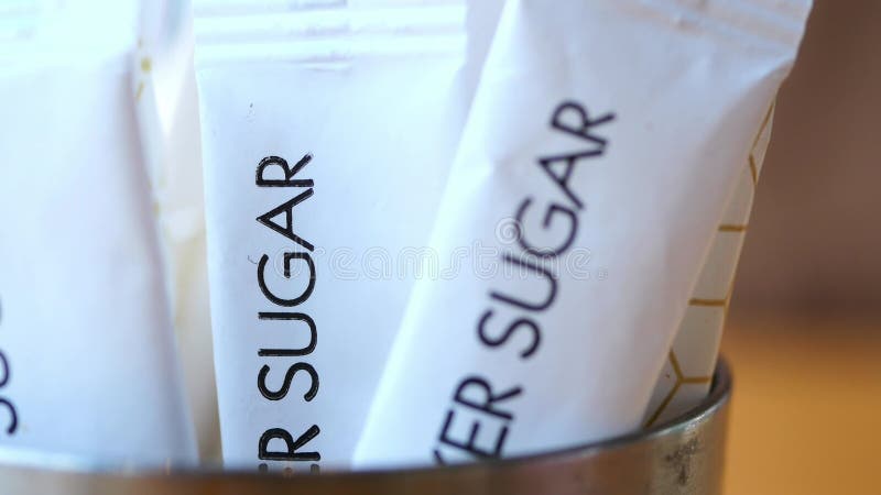 White Sugar in a Paper Packet on Table Stock Footage - Video of measure ...