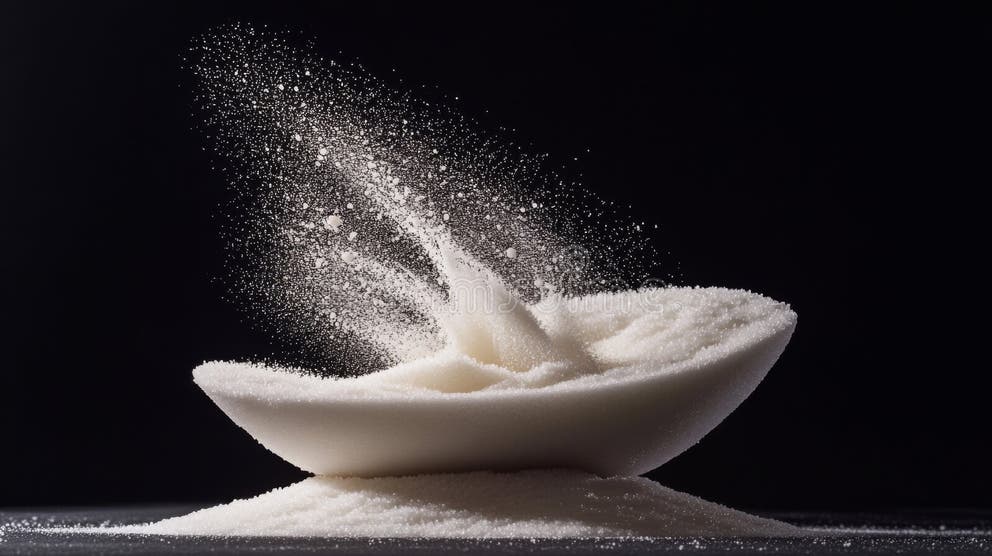 White Sugar Splash on Black Background Stock Illustration ...