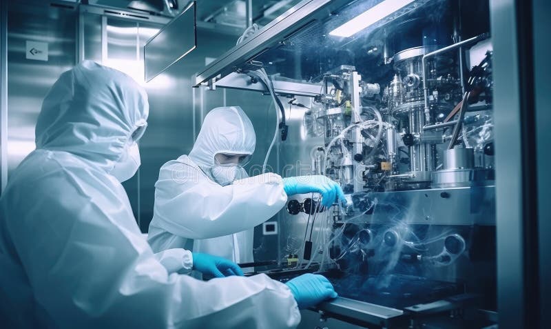 White Suit Engineers Operating Machinery Stock Illustration ...