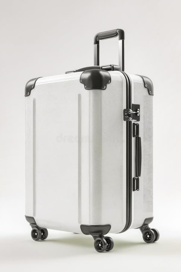 A White Suitcase with a Black Handle and Wheels. Generative AI Stock ...