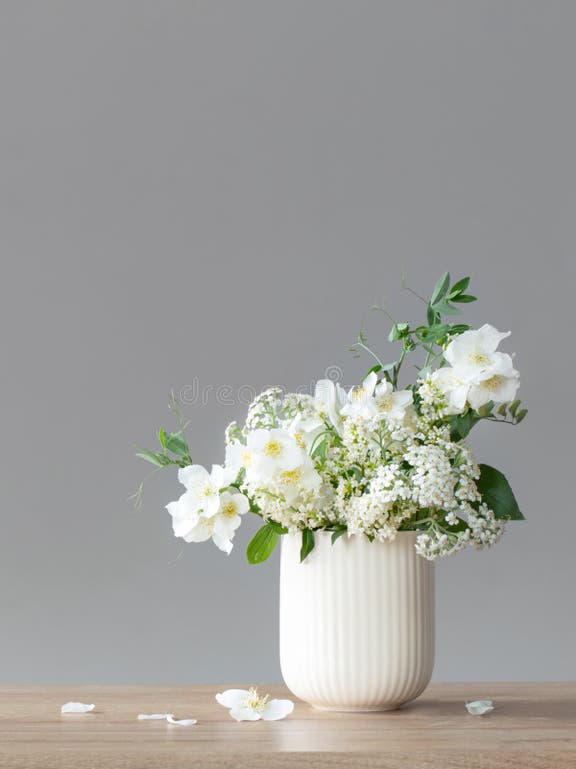 White Summer Flowers on Gray Background Stock Photo - Image of jasmine ...