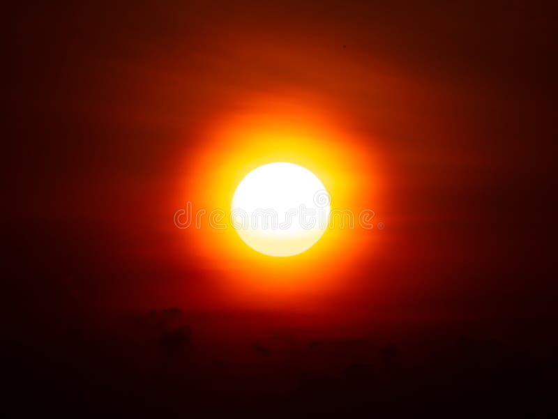 White Sun is Set in the Middle of the Frame Stock Photo - Image of ...