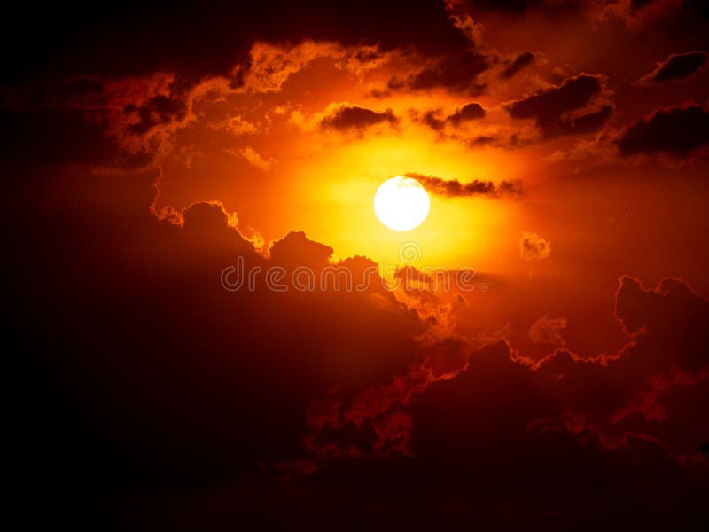 White Sun Shining Brightly in the Red Sky Stock Image - Image of radius ...