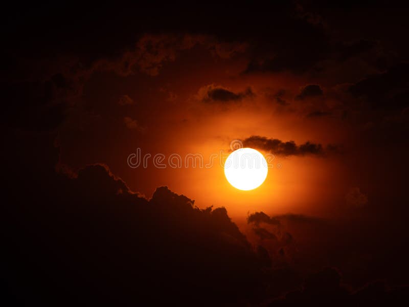 White Sun Shining Brightly in the Red Sky Stock Image - Image of nature ...