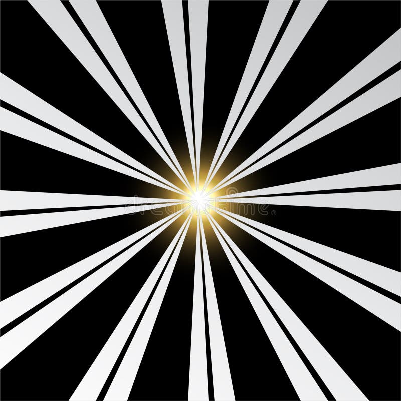 White Sunburst Pattern Vector Illustration Isolated on Black Background ...