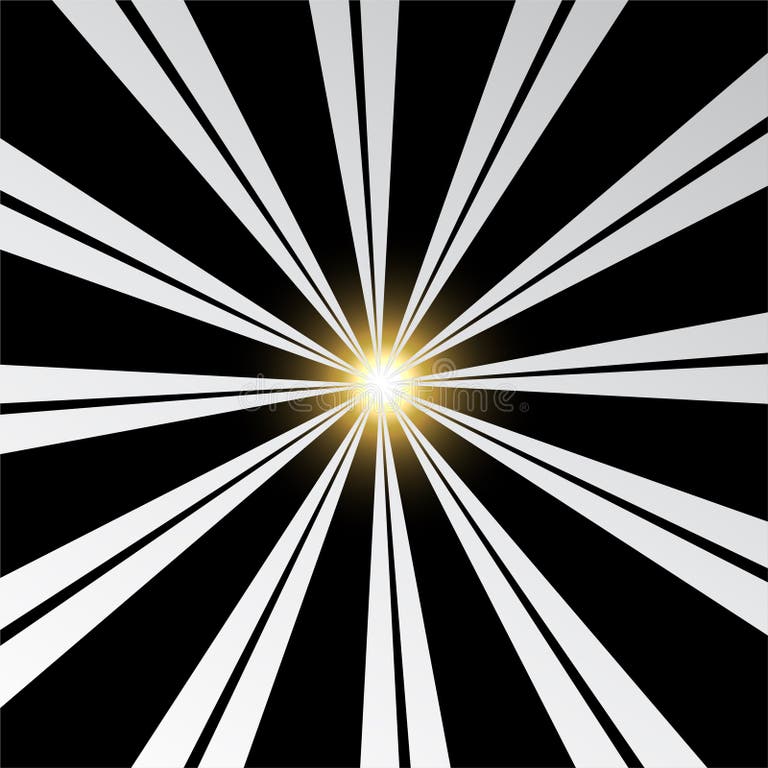 White Sunburst Pattern Vector Illustration Isolated on Black Background ...