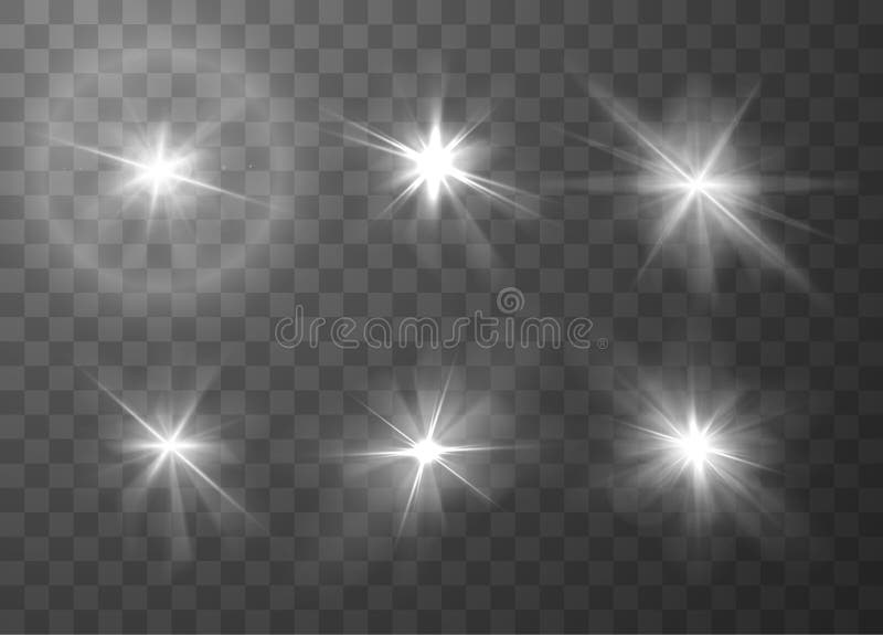 White Sunlight Glare Radiance Effect with Blur Vector Set, Light Beam ...