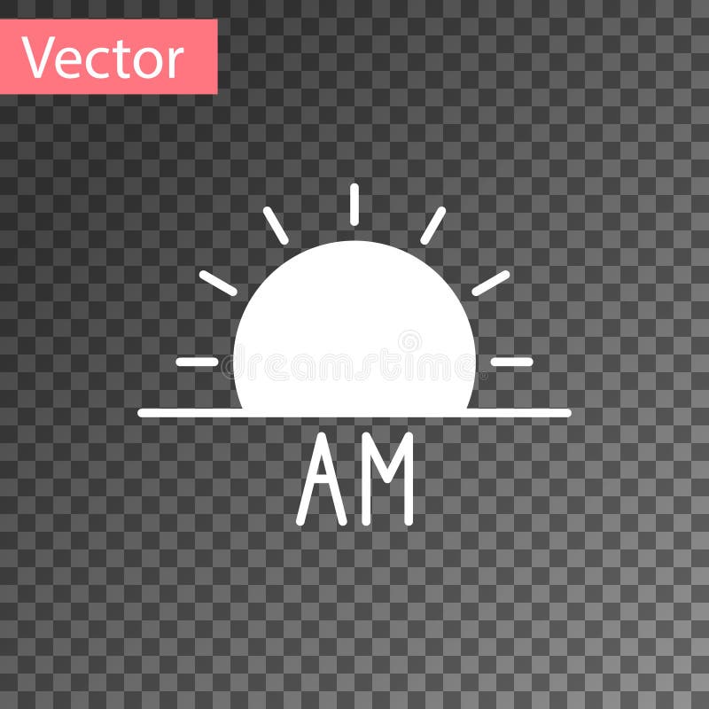 White Sunrise Icon Isolated on Transparent Background. Vector ...