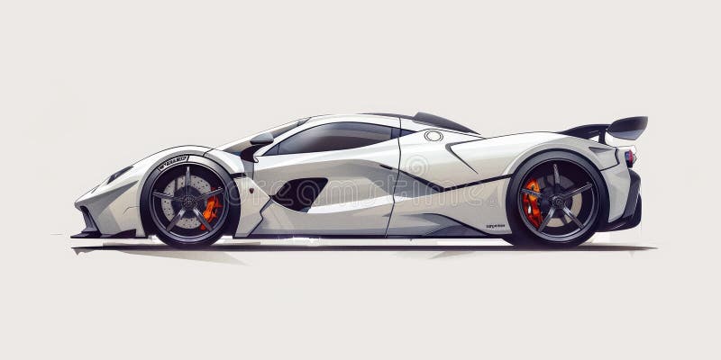 White Supercar Illustration. Created by Generative Artificial ...