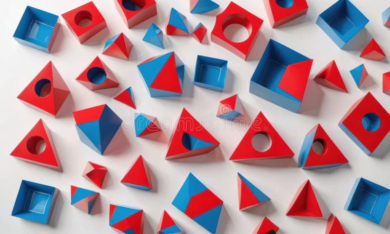 A White Surface is Covered with a Large Number of Red and Blue Blocks ...