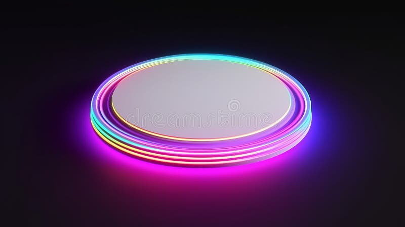 White Surface with Embossed Shape and Rainbow Illuminated Edge. Tech ...