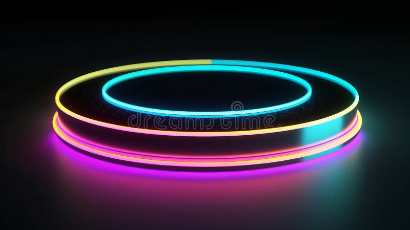 White Surface with Embossed Shape and Rainbow Illuminated Edge. Tech ...