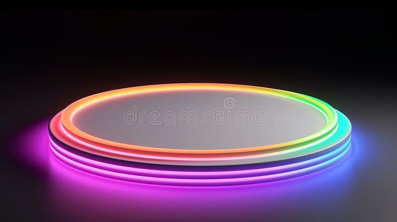 White Surface with Embossed Shape and Rainbow Illuminated Edge. Tech ...