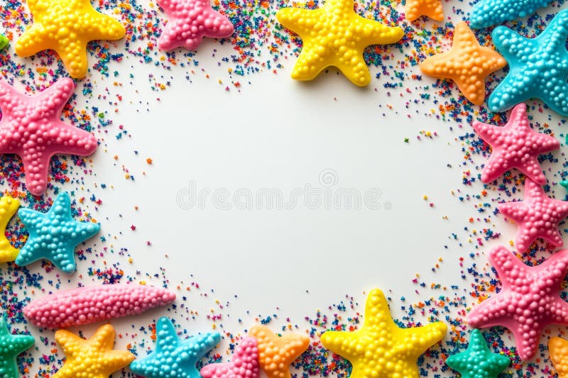 A White Surface Featuring Horizontal Star Borders and Confetti. Stock ...