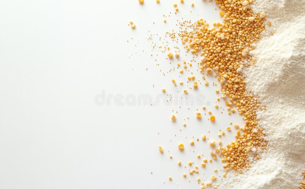 On a White Surface, Grains and Flours of Different Textures and Colors ...