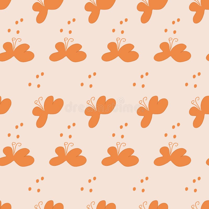 White Surface with an Ornament of Butterflies, Insects. Vector Seamless ...