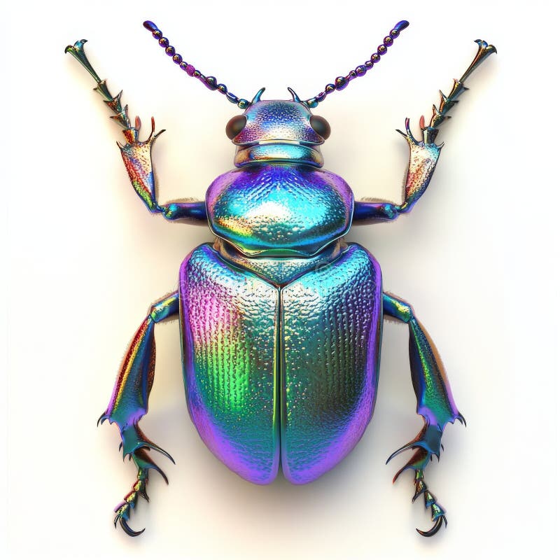 On a White Surface Stands a Beetle, Characterized by Its Striking ...